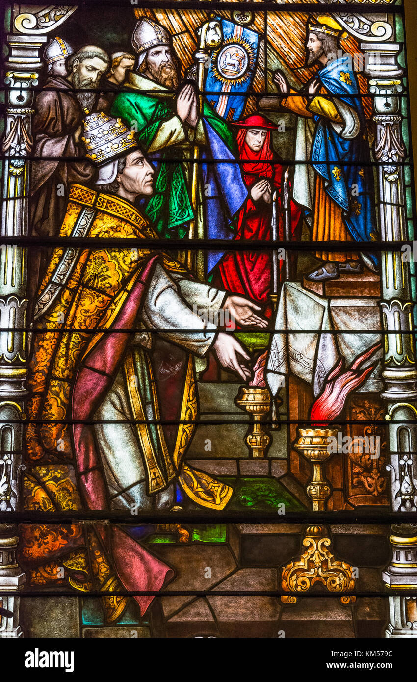 New Orleans, Louisiana - February 6, 2017: Religious colorful stained ...