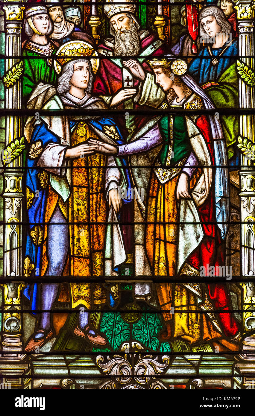 New Orleans, Louisiana - February 6, 2017: Religious colorful stained ...