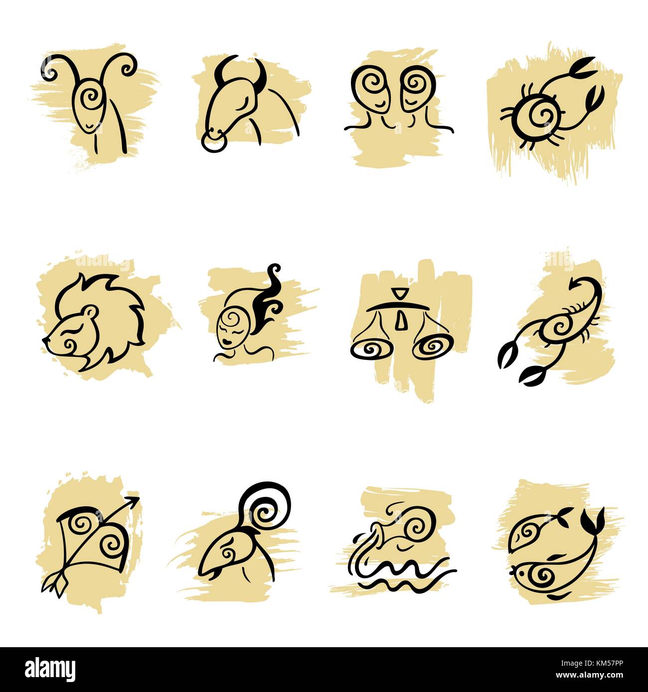 Horoscope. Twelve symbols of the zodiac signs Stock Vector Image & Art ...