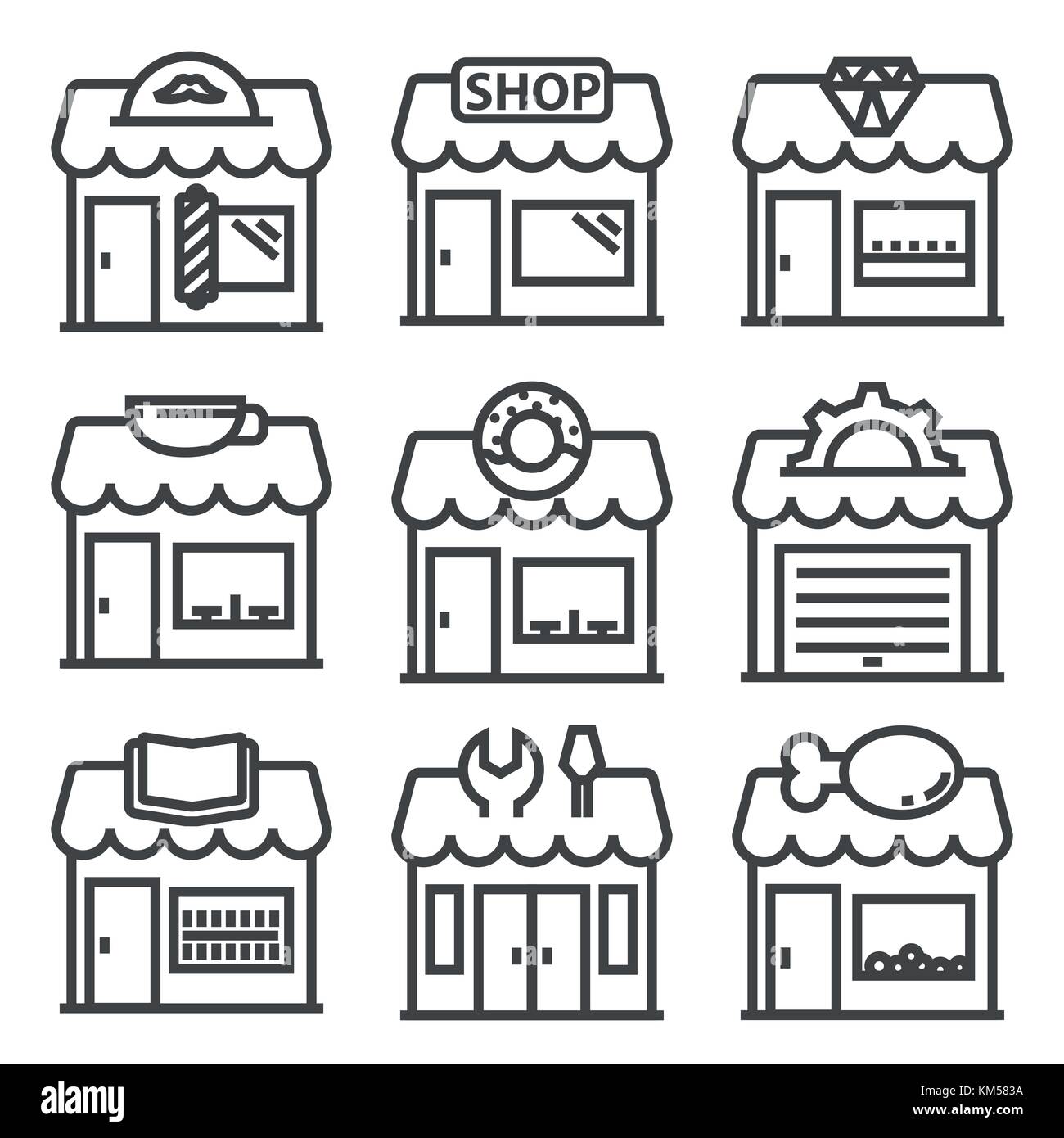 Vector line shop icon set on white background Stock Vector Image & Art ...