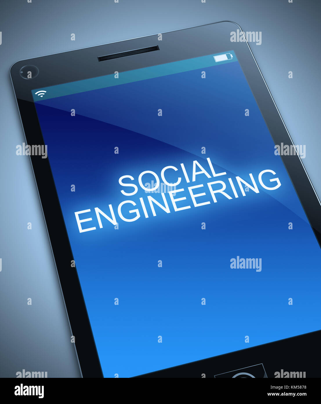 3d Illustration depicting a smart phone with a social engineering ...