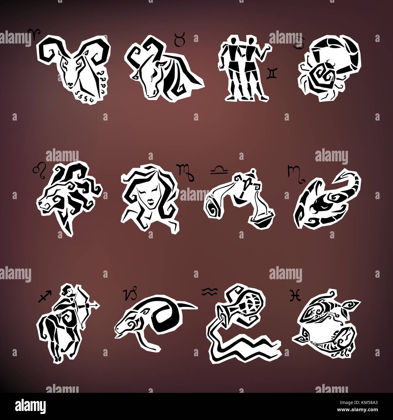 Horoscope. Twelve symbols of the zodiac signs Stock Vector Image & Art ...