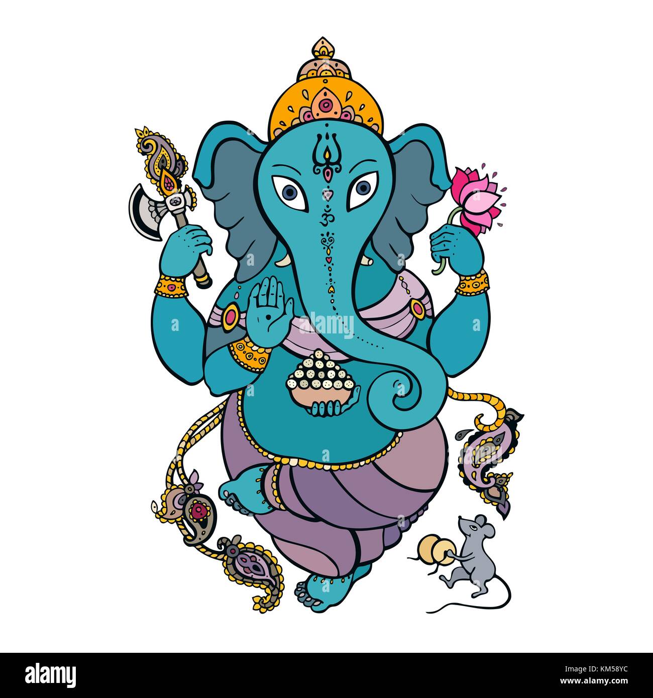 Golden Ganapati Meditation in lotus pose Stock Vector Image & Art - Alamy