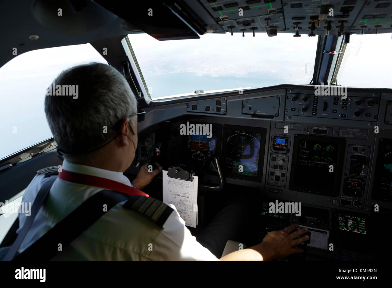 Pilot Co-Pilot Cockpit Commercial Airplane Stock Photo - Alamy