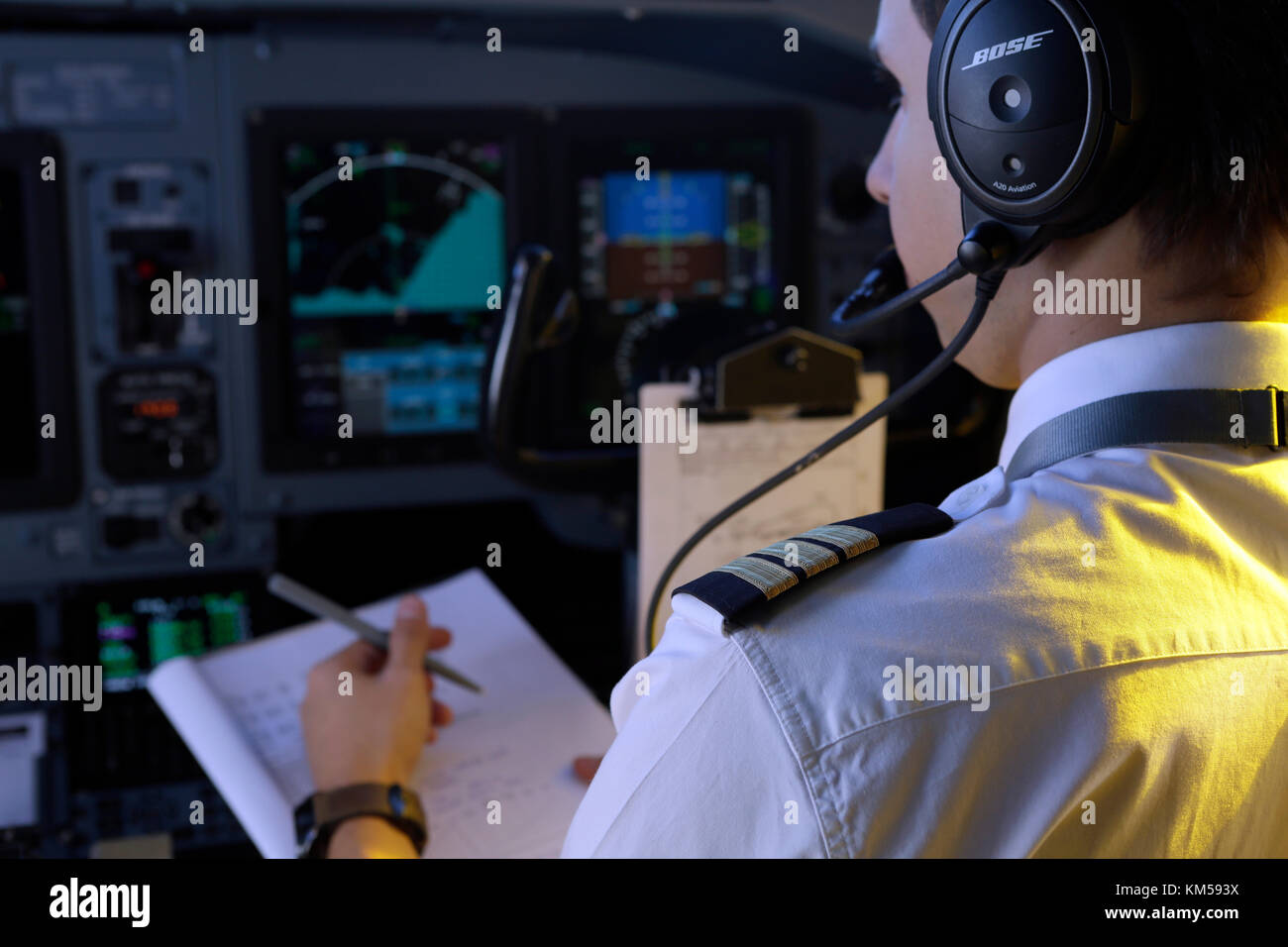 Pilot Co-Pilot Cockpit Commercial Airplane Stock Photo - Alamy