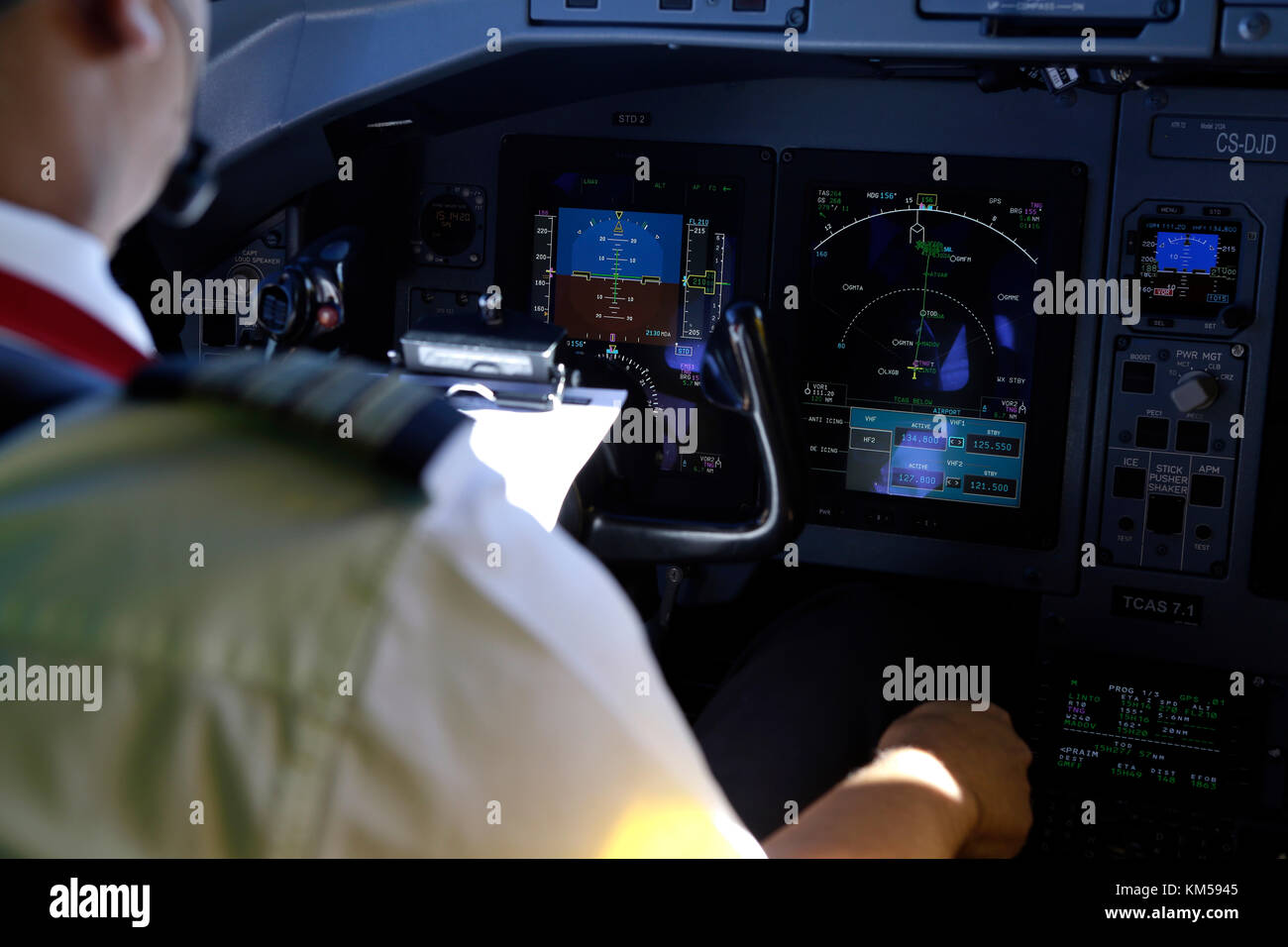 Pilot Co-Pilot Cockpit Commercial Airplane Stock Photo - Alamy
