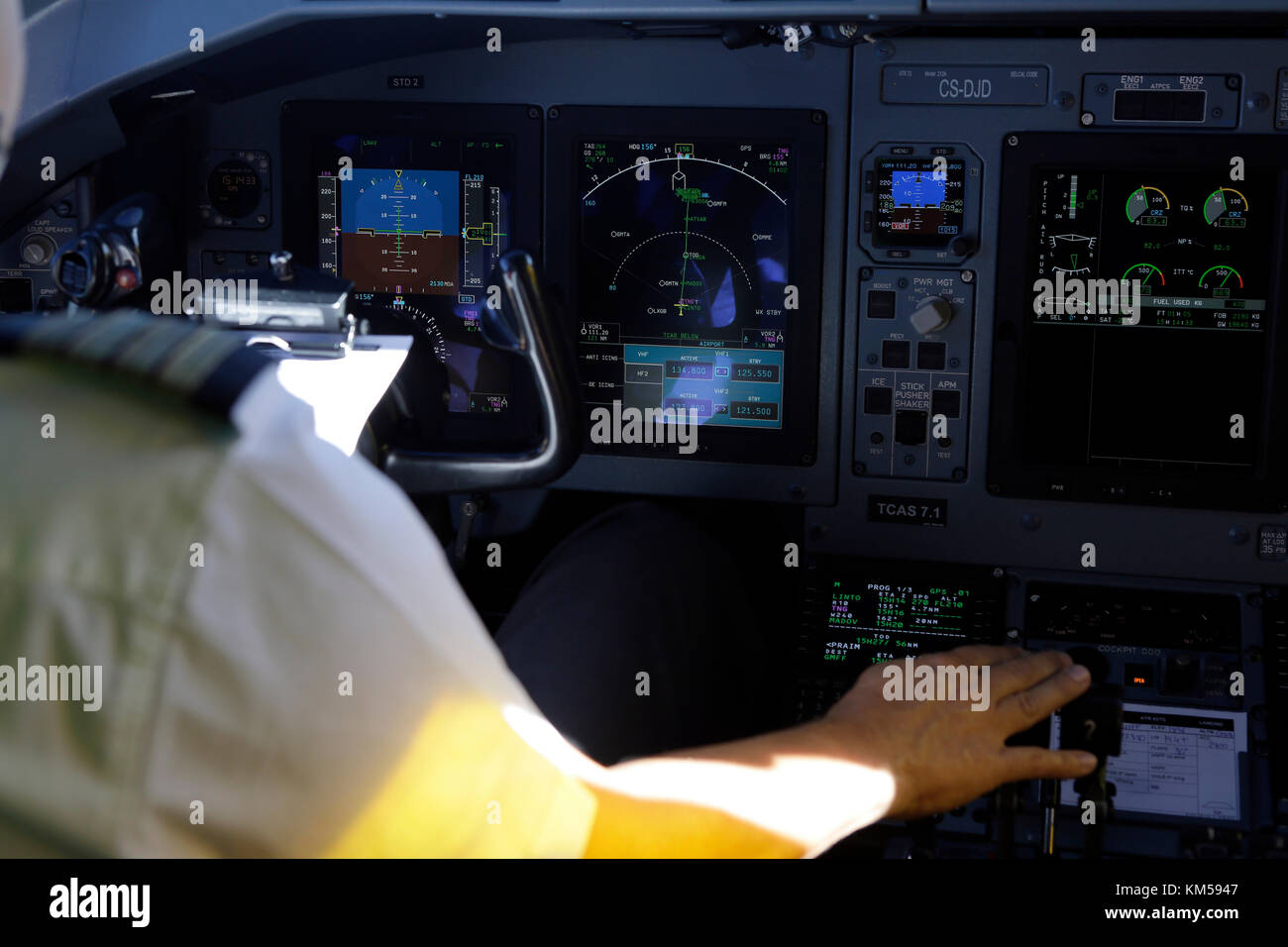 Pilot Co-Pilot Cockpit Commercial Airplane Stock Photo - Alamy