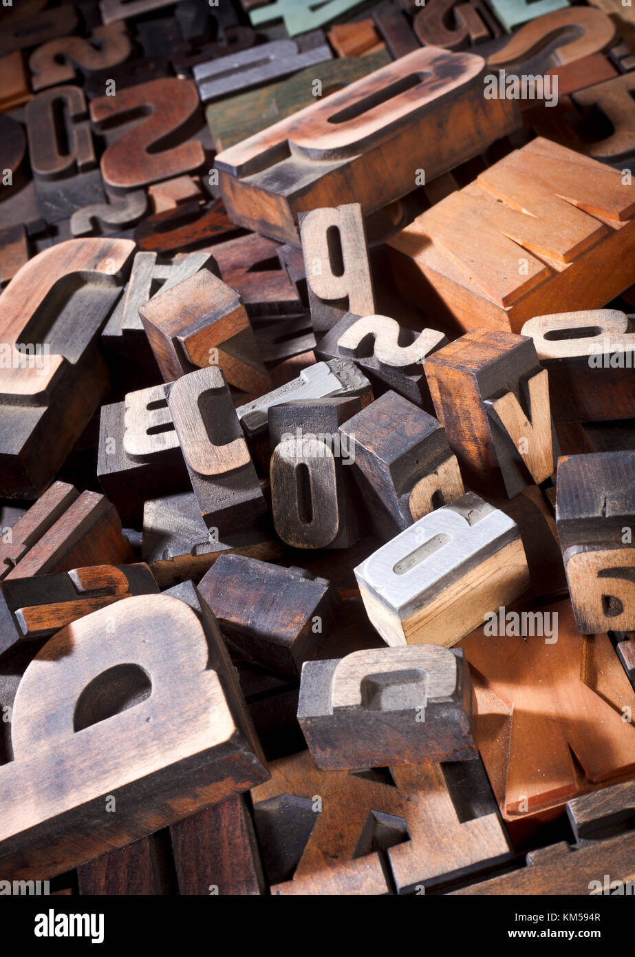 Heap of antique printing blocks, different sizes and styles Stock Photo ...
