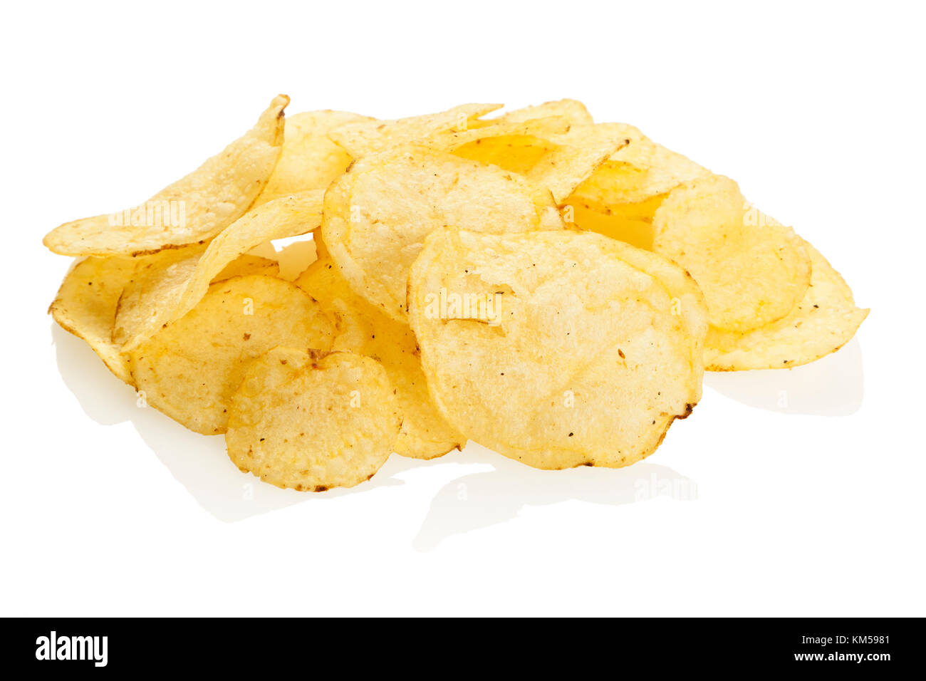 heap of potato chips isolated on white background Stock Photo - Alamy
