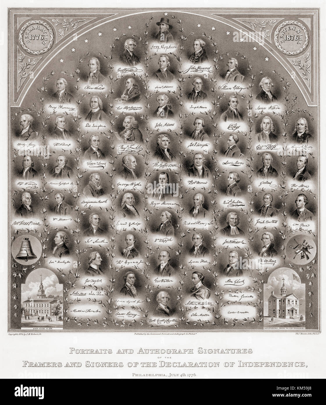 Portraits and autograph signatures of the framers and signers of the ...