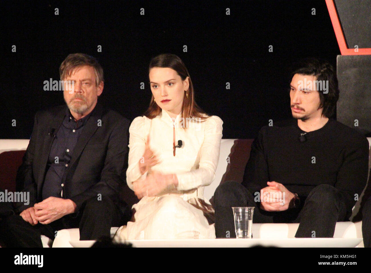 Mark Hamill, Daisy Ridley, Adam Driver 12/03/2017 The Global Press ...