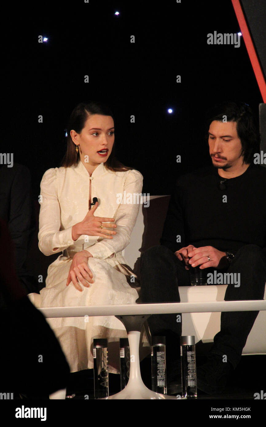 Daisy Ridley, Adam Driver 12/03/2017 The Global Press Conference of ...