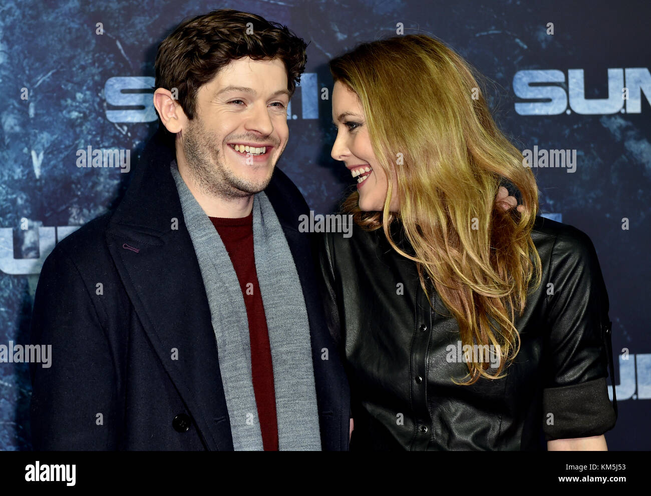 British actors Iwan Rheon and Zoe Grisedale arriving to the premiere of ...
