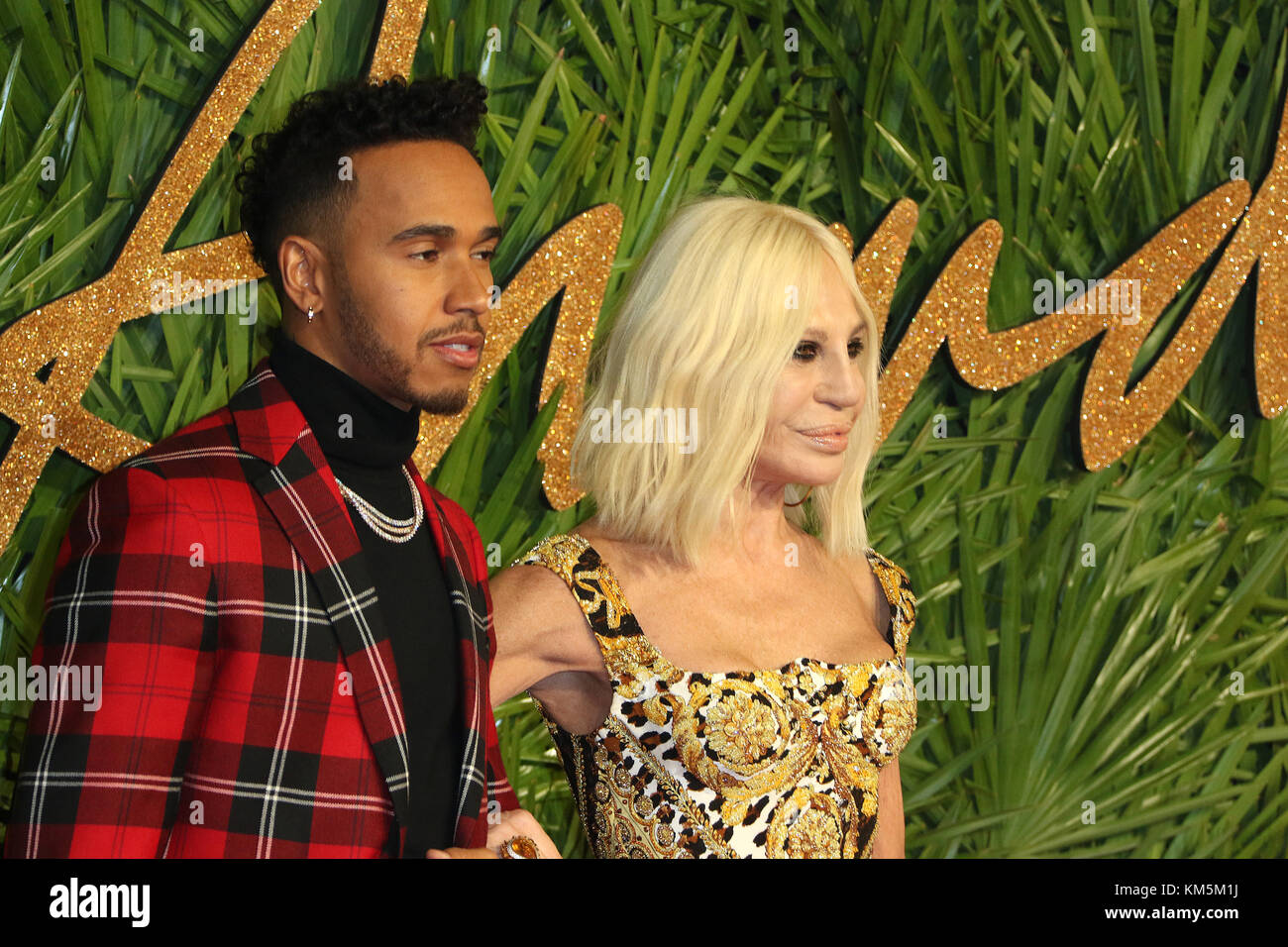 London, UK. 4th December, 2017. Lewis Hamilton, Donatella Versace, The ...