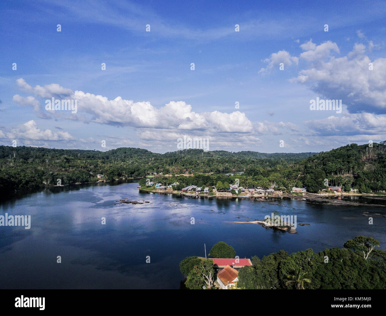 Picture of the rainforest village of Camopi, French Guiana, taken with ...