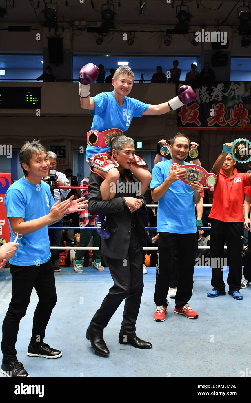 Tokyo, Japan. 1st Dec, 2017. (L-R) Takanori Hatakeyama, Naoko Fujioka ...