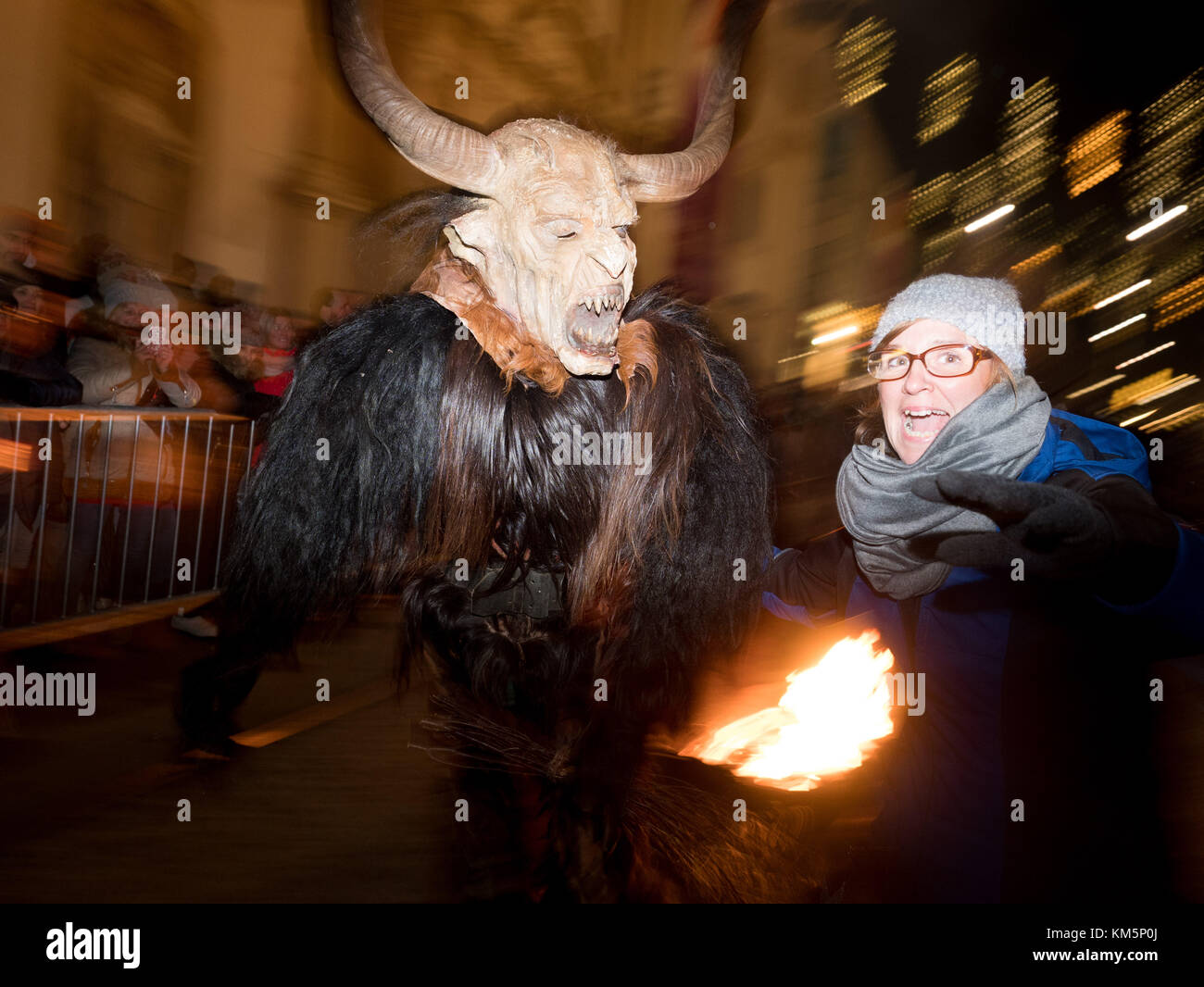 Graz, Austria. 3rd Dec, 2017. Devil characters seen running in the ...