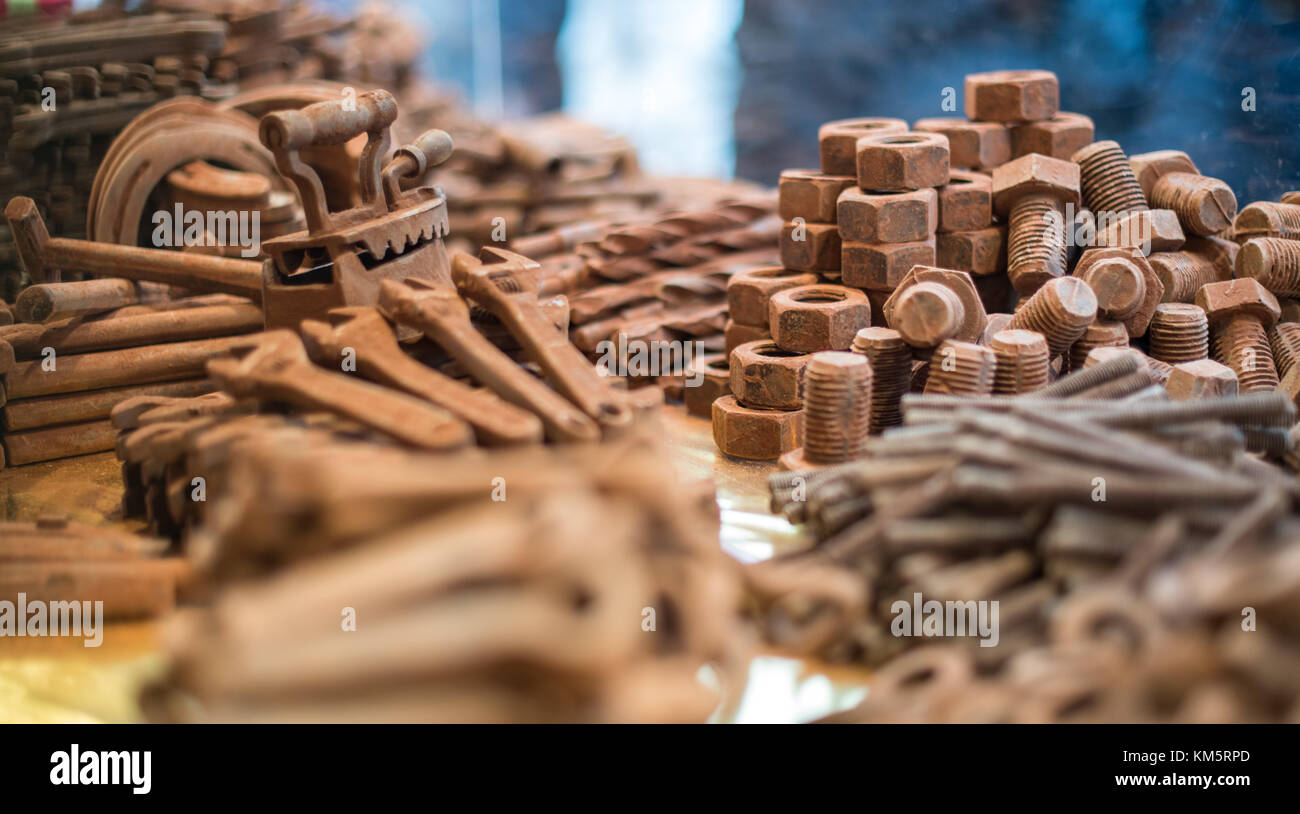 Tuebingen, Germany. 05th Dec, 2017. Tools made of chocolate lying on ...
