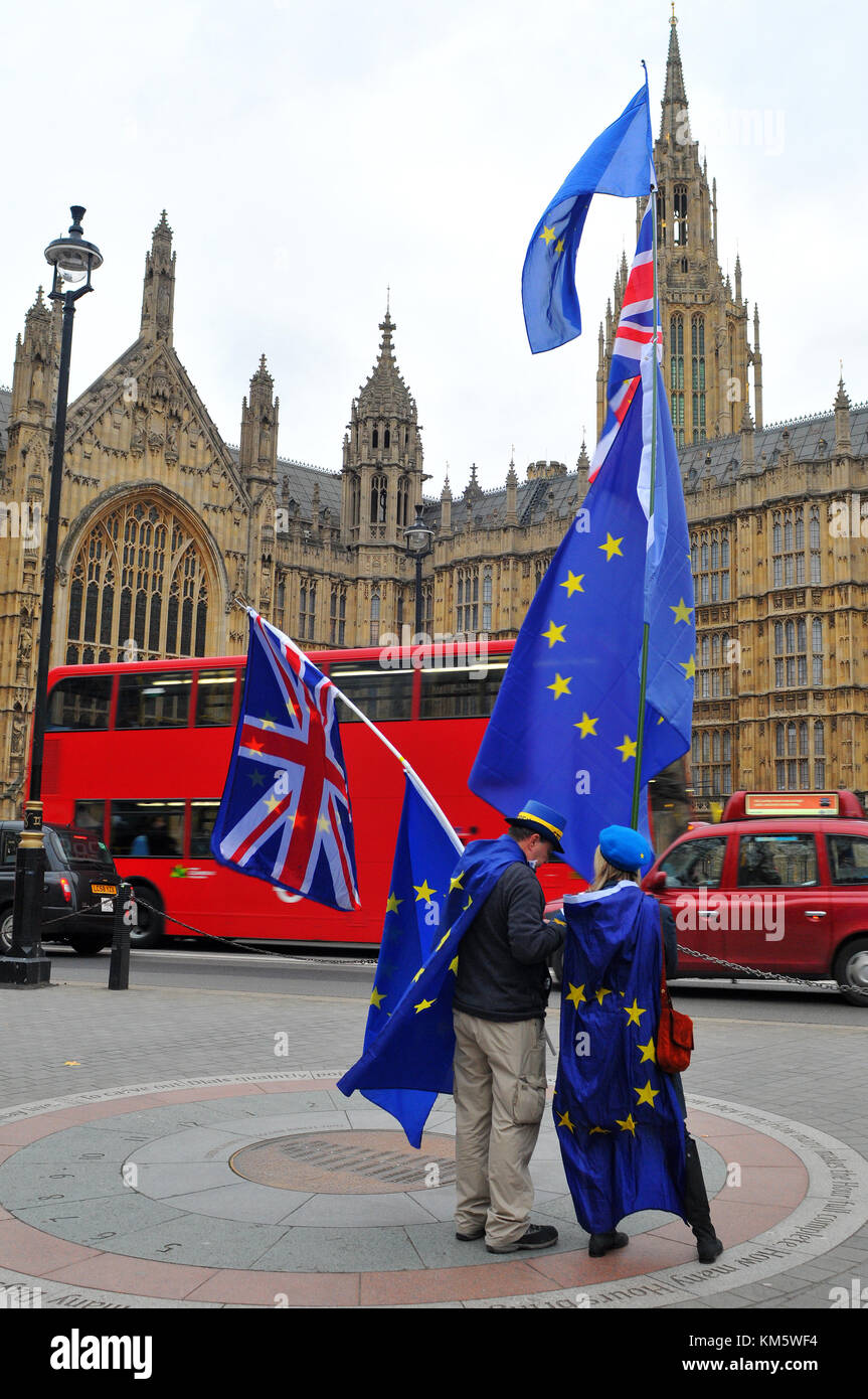London, UK. Pro European protesters at Westminster in London stating ...