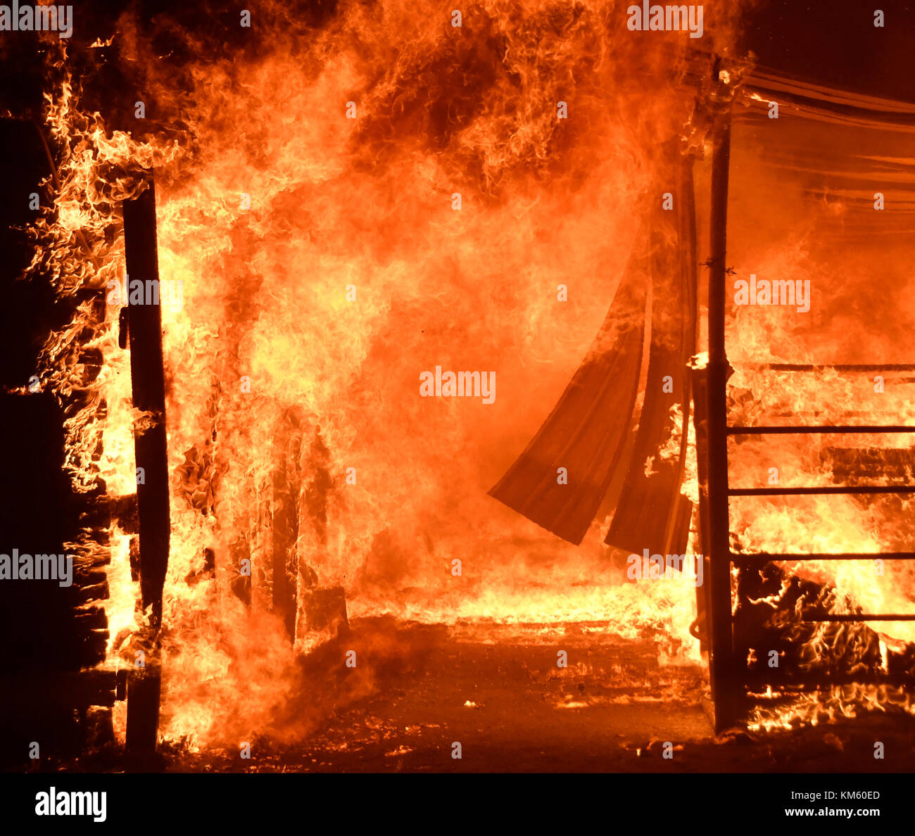 One of horse stalls in flames after an early-morning major alarm brush ...