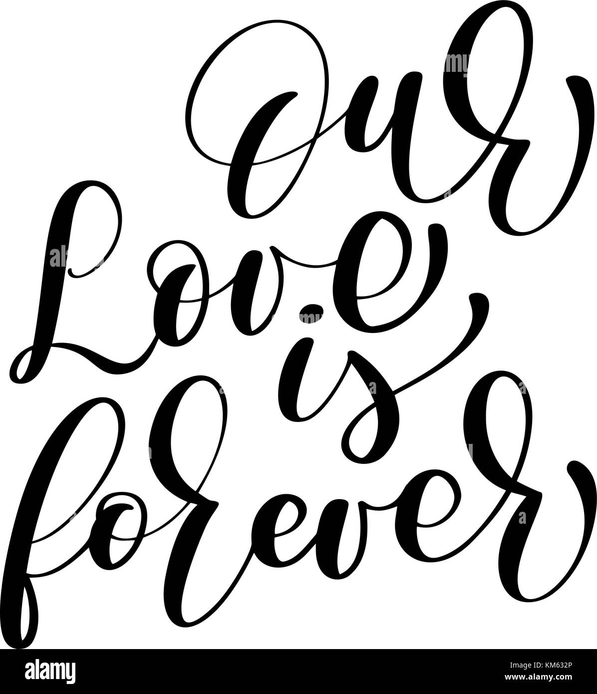 Our Love is forever vector wedding text on white background ...