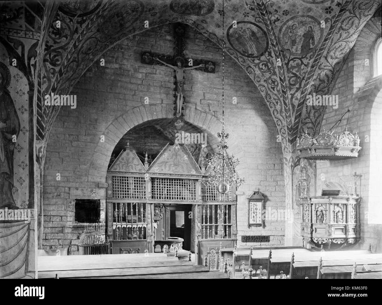 A photograph of Husaby Church, located in Sweden. The image showcases ...