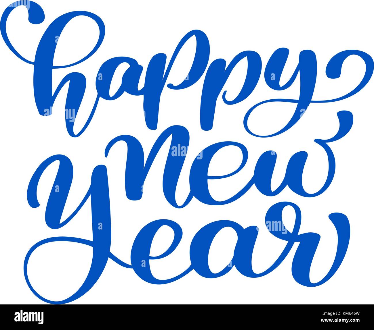 Happy New Year hand-lettering text. Handmade vector Christmas ...