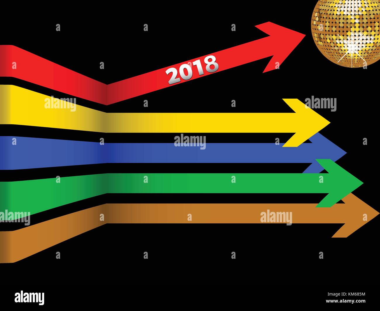 3D Illustration of Multicoloured Arrows with 2018 New Years Date and ...
