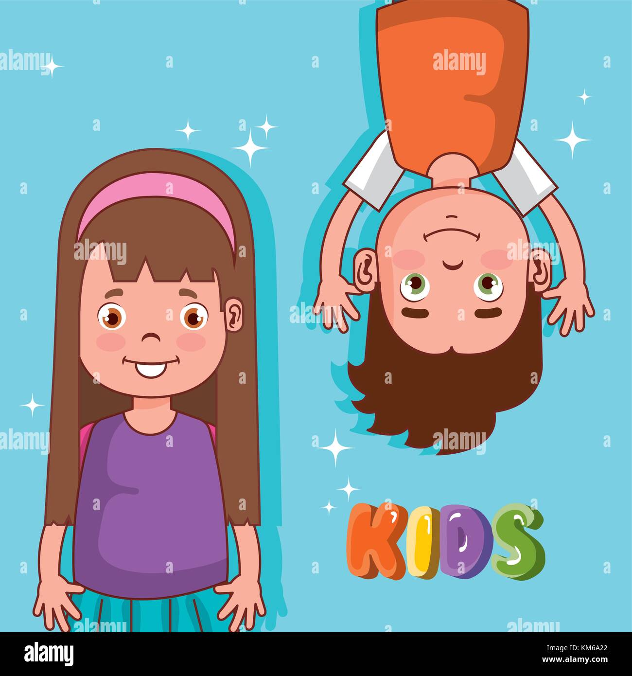 little kids group avatars characters vector illustration design Stock ...