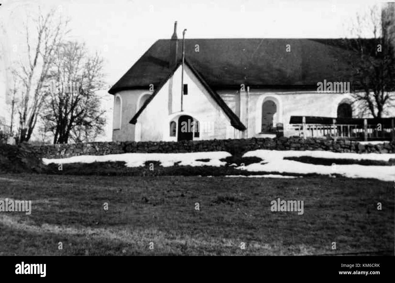 This image features Nye Church (Nye kyrka) in Sweden, a historical ...
