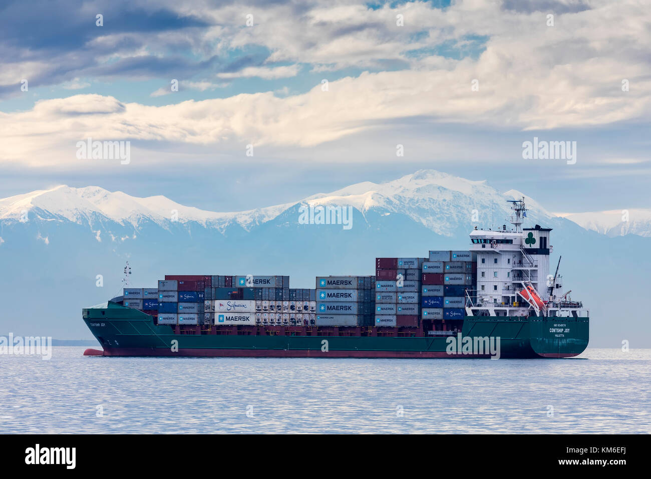 Thessaloniki, Greece - December 4, 2017: The container ship CONTSHIP ...