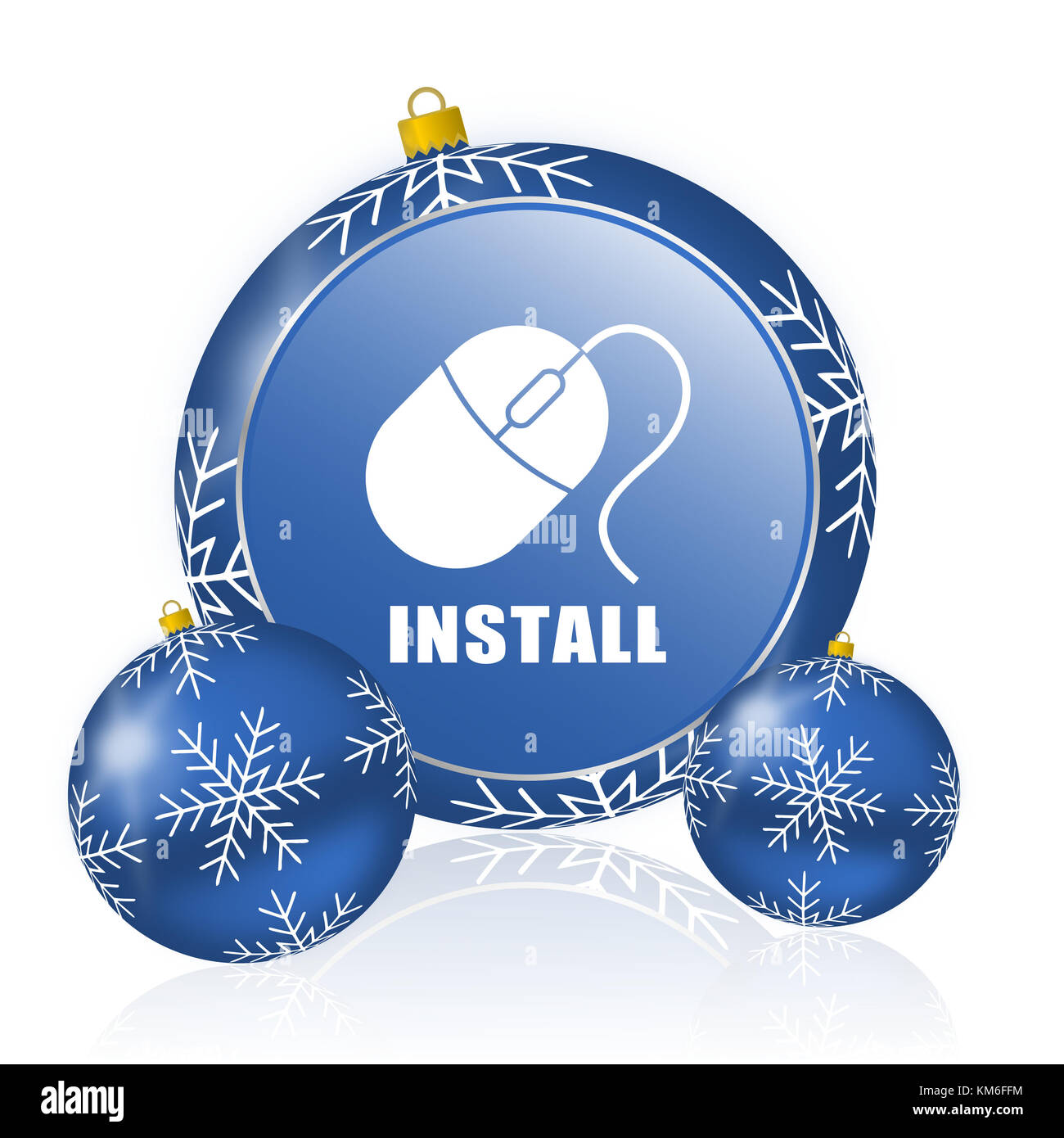 Install blue christmas balls icon Stock Photo - Alamy