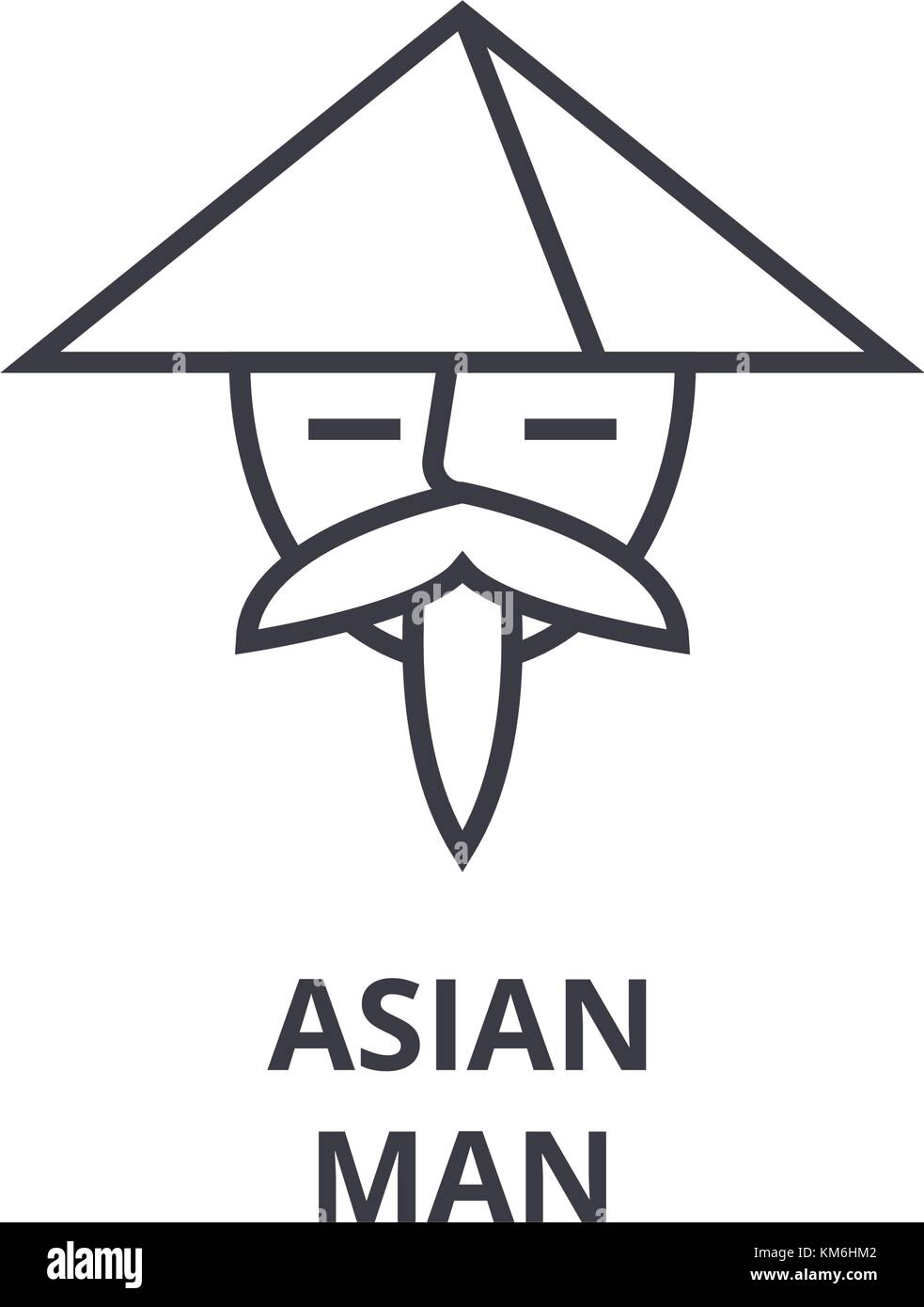 asian man line icon, outline sign, japanese man linear symbol, asian ...