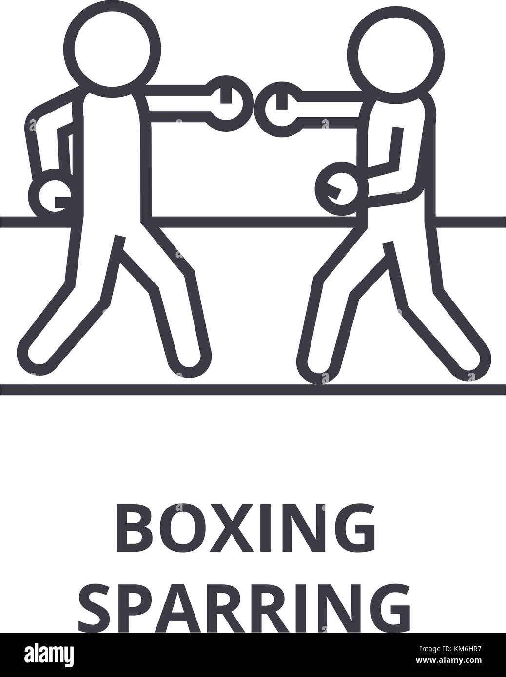 boxing sparring line icon, outline sign, linear symbol, vector, flat ...