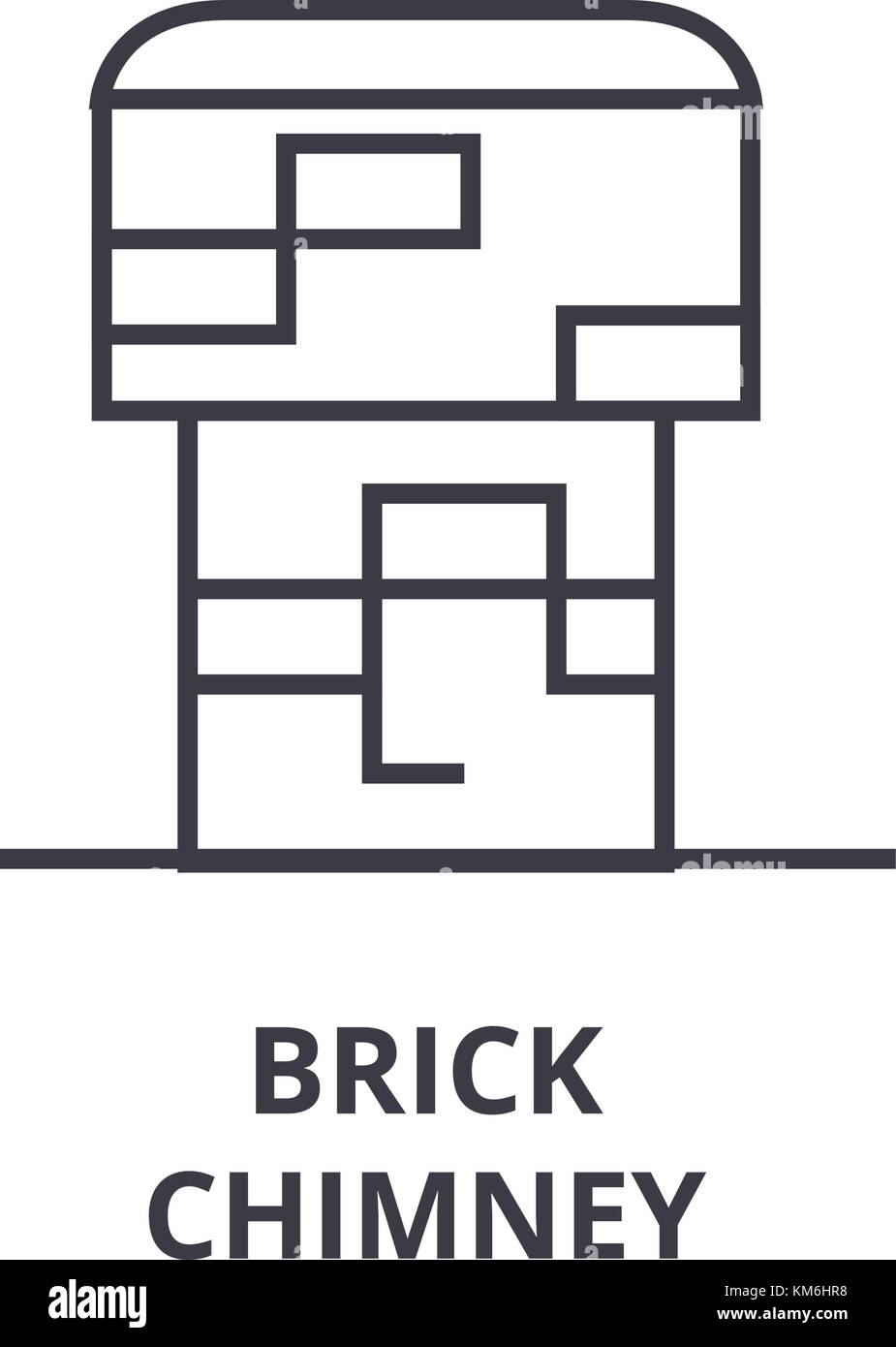 brick chimney line icon, outline sign, linear symbol, vector, flat ...