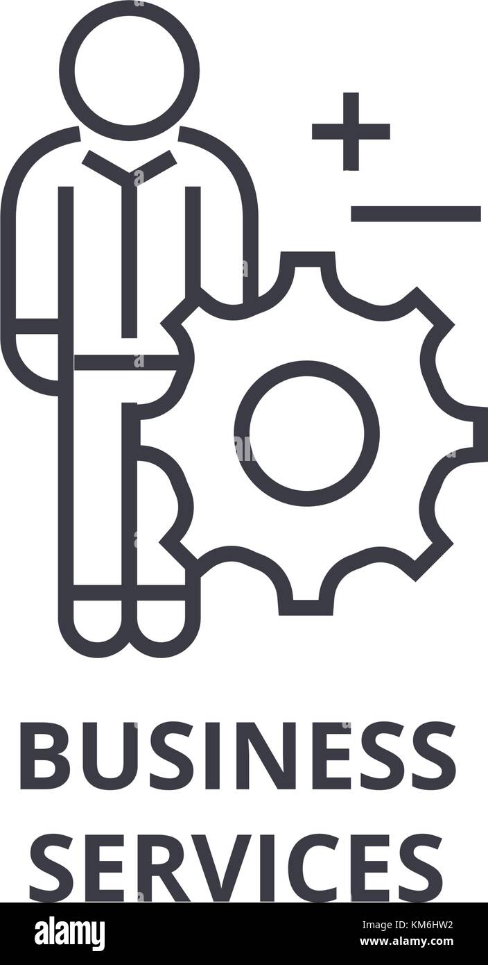 business services line icon, outline sign, linear symbol, vector, flat ...