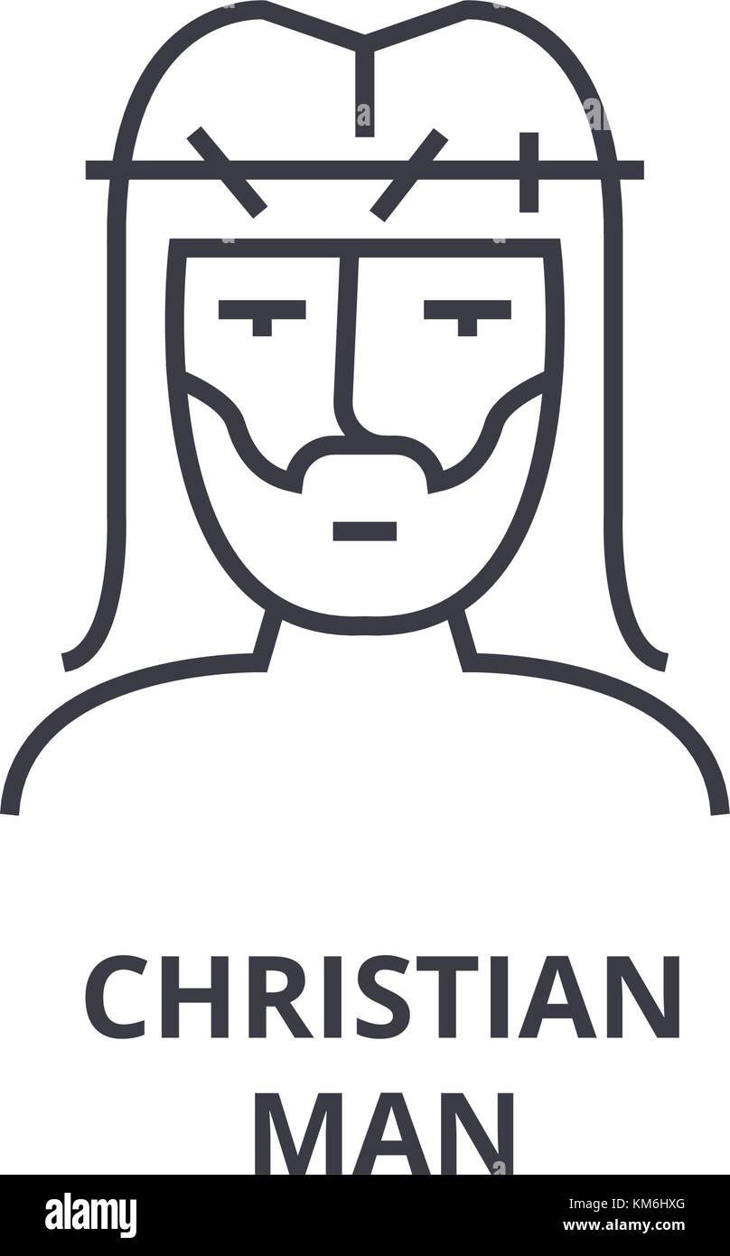 christian man line icon, outline sign, linear symbol, vector, flat ... christian man line icon, outline sign, linear symbol, vector, flat ...