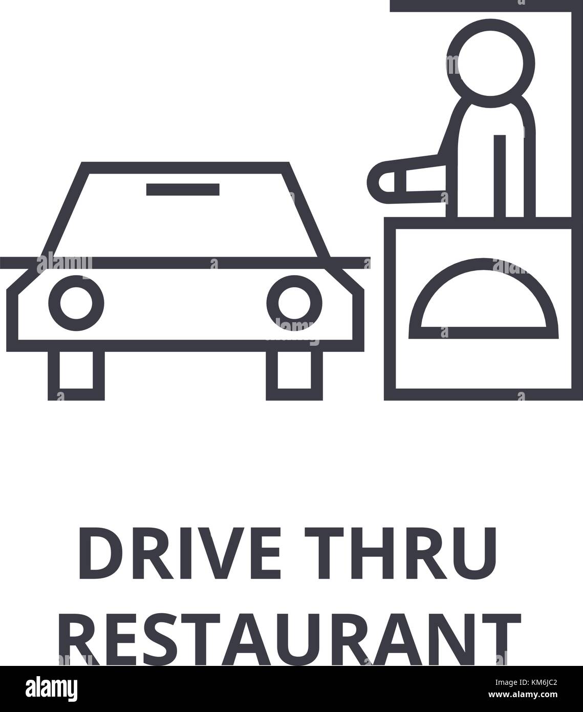 drive thru restaurant line icon, outline sign, linear symbol, vector ...