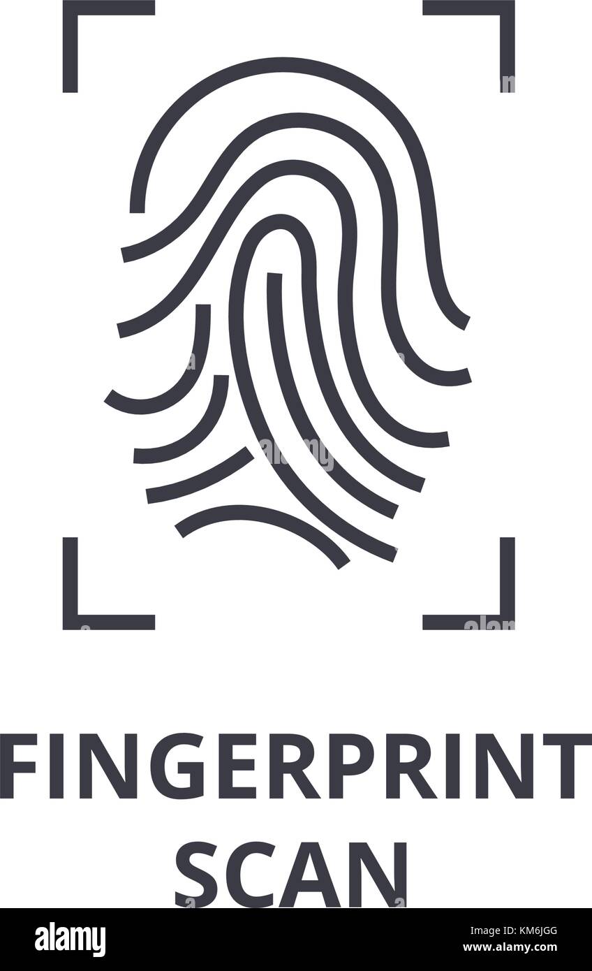 fingerprint scan line icon, outline sign, linear symbol, vector, flat illustration Stock Vector ...