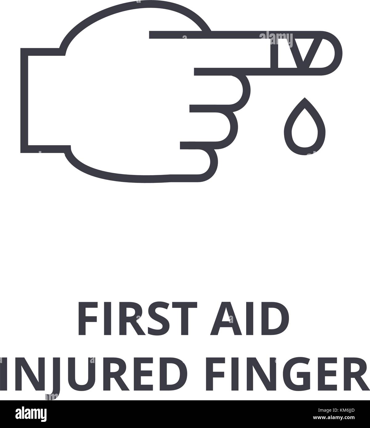 first aid, injured finger line icon, outline sign, linear symbol ...