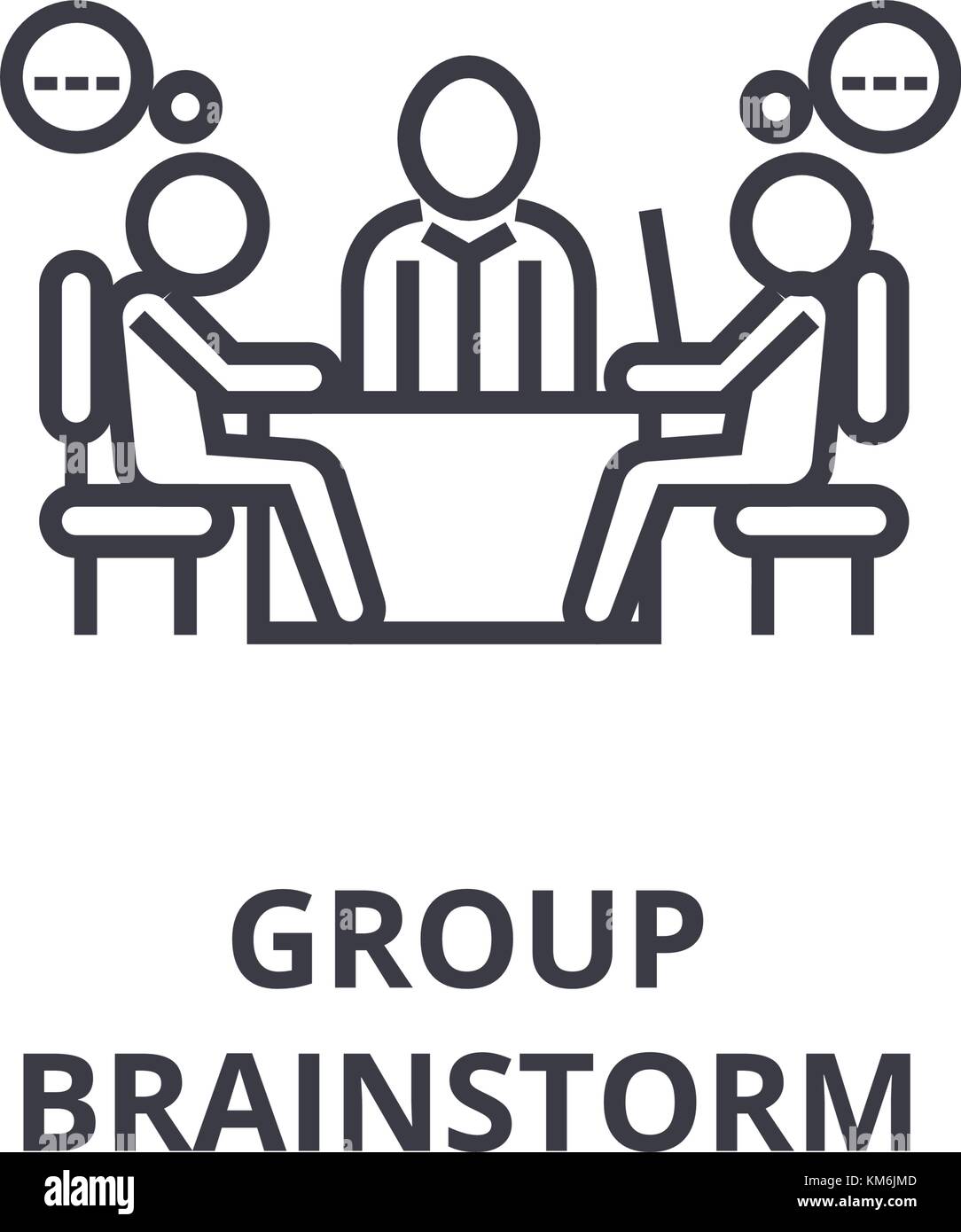 group brainstorm line icon, outline sign, linear symbol, vector, flat ...