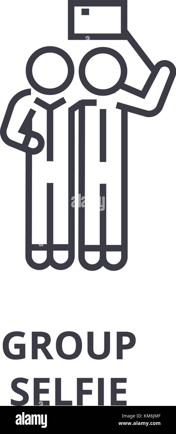 Group Selfie Line Icon Outline Sign Linear Symbol Vector Flat