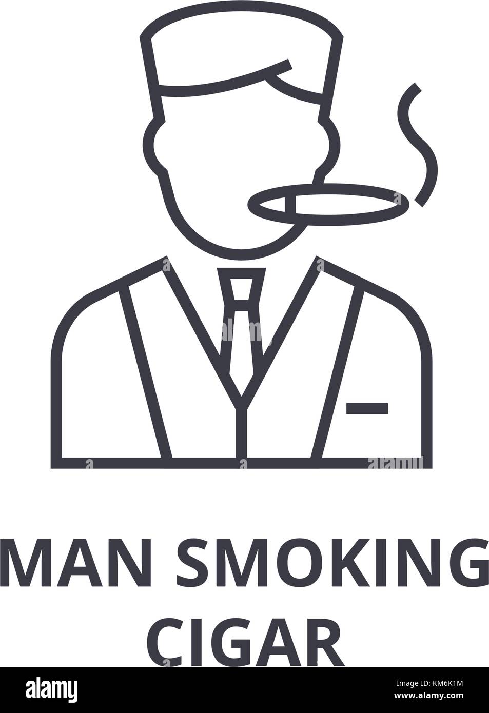 man smoking cigar line icon, outline sign, linear symbol, vector, flat ...