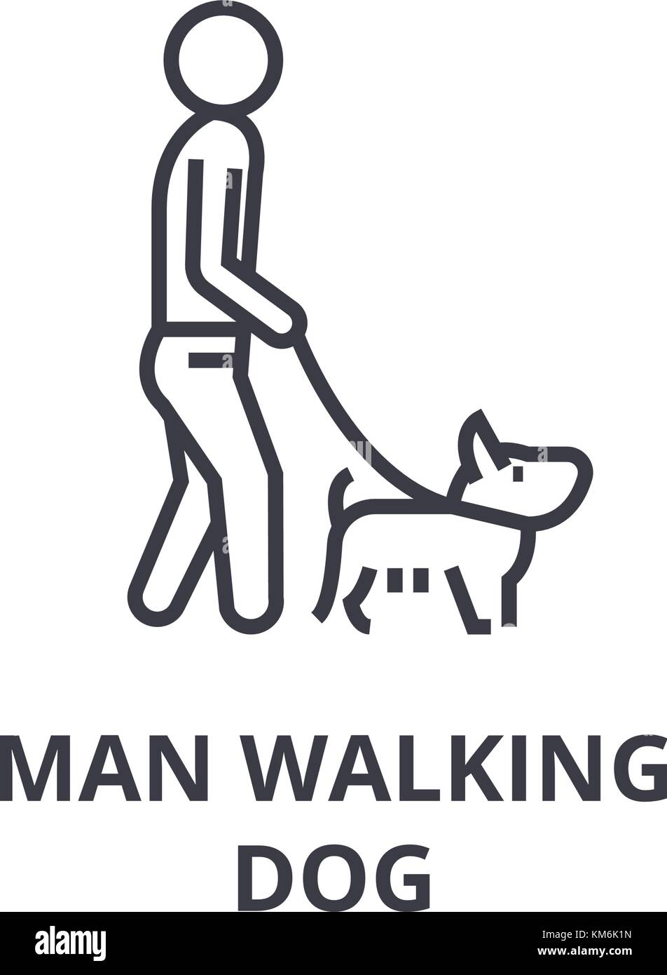 man walking dog line icon, outline sign, linear symbol, vector, flat ...