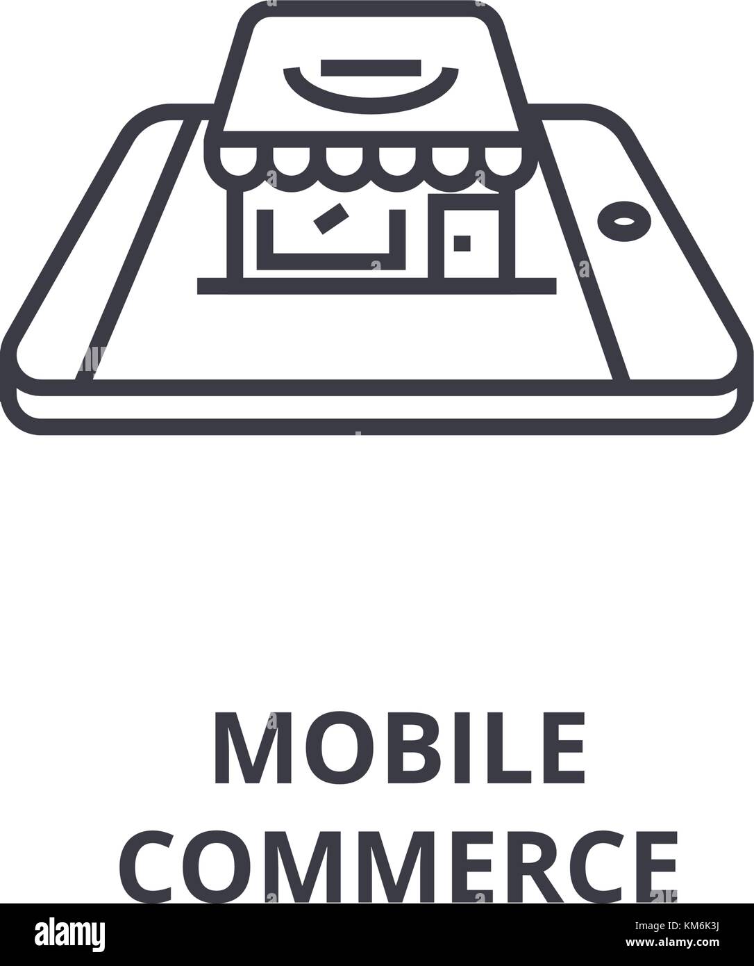 mobile commerce line icon, outline sign, linear symbol, vector, flat ...