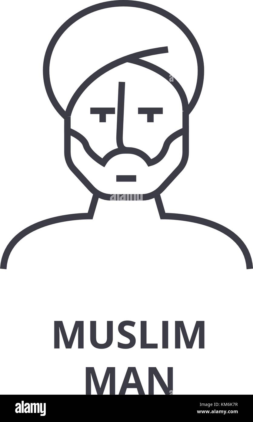 muslim man line icon, outline sign, linear symbol, vector, flat ...