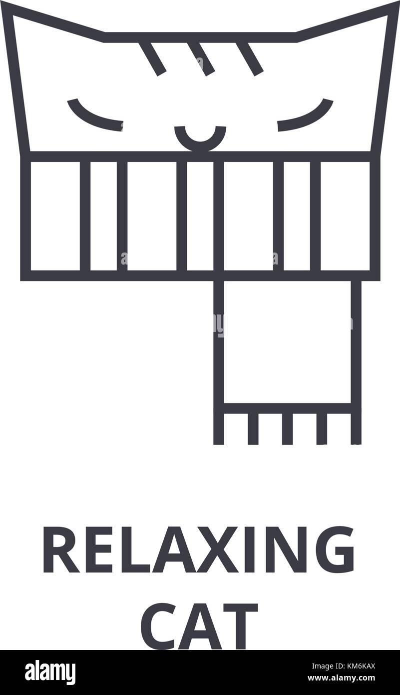 relaxing cat line icon, outline sign, linear symbol, vector, flat ...