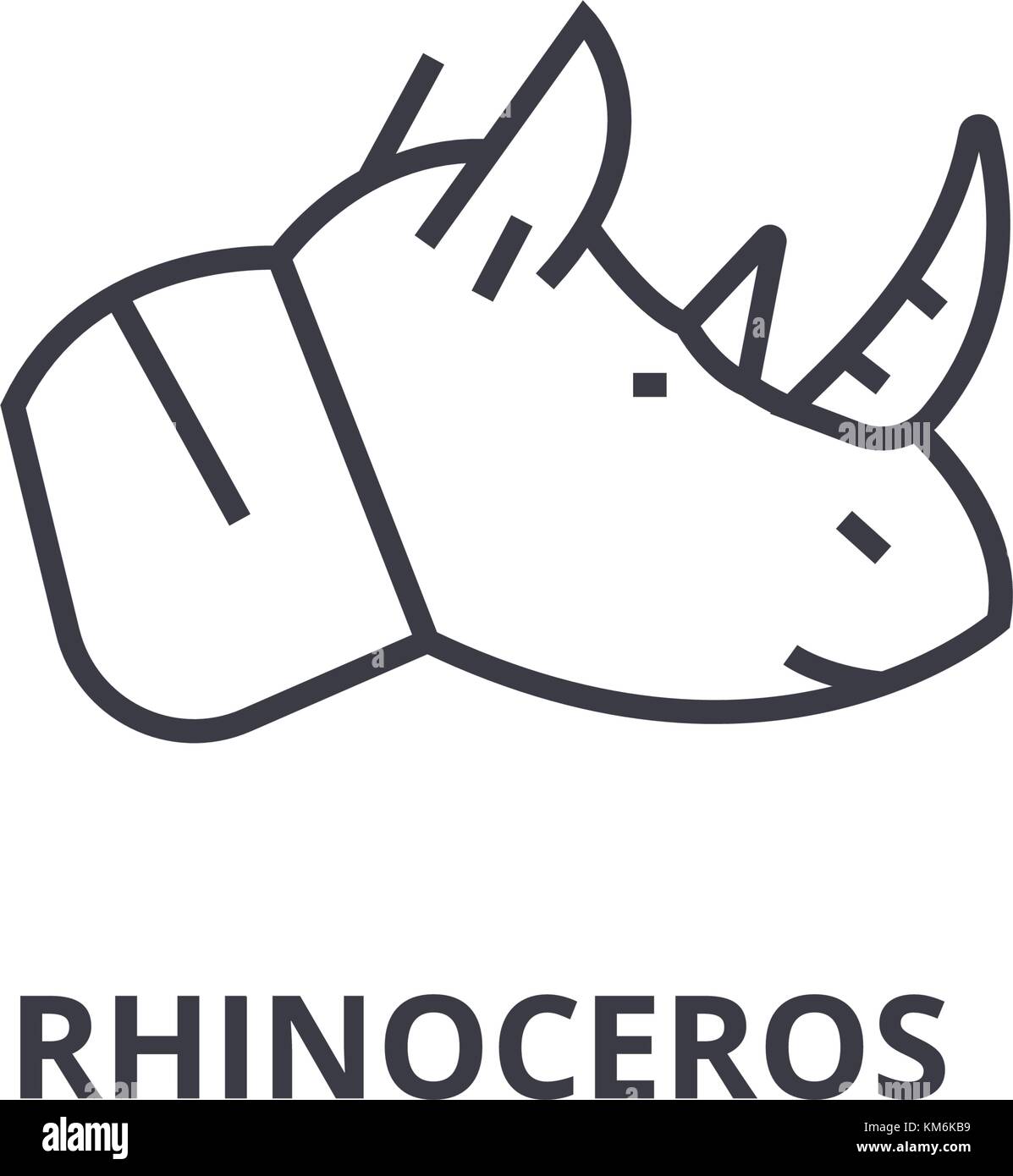 rhinoceros line icon, outline sign, linear symbol, vector, flat ...