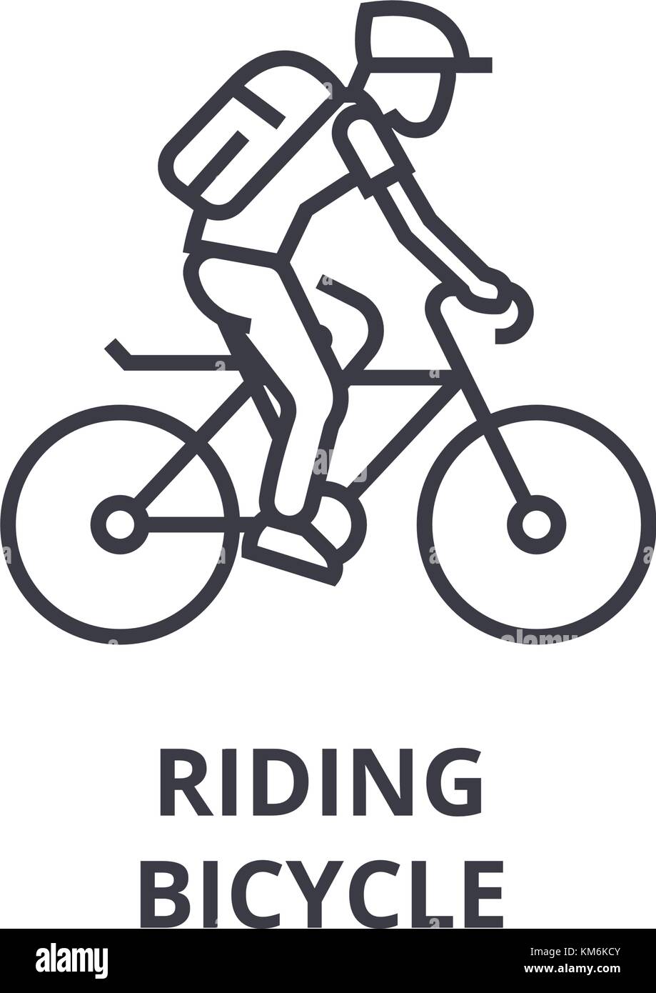 riding bicycle line icon, outline sign, linear symbol, vector, flat ...