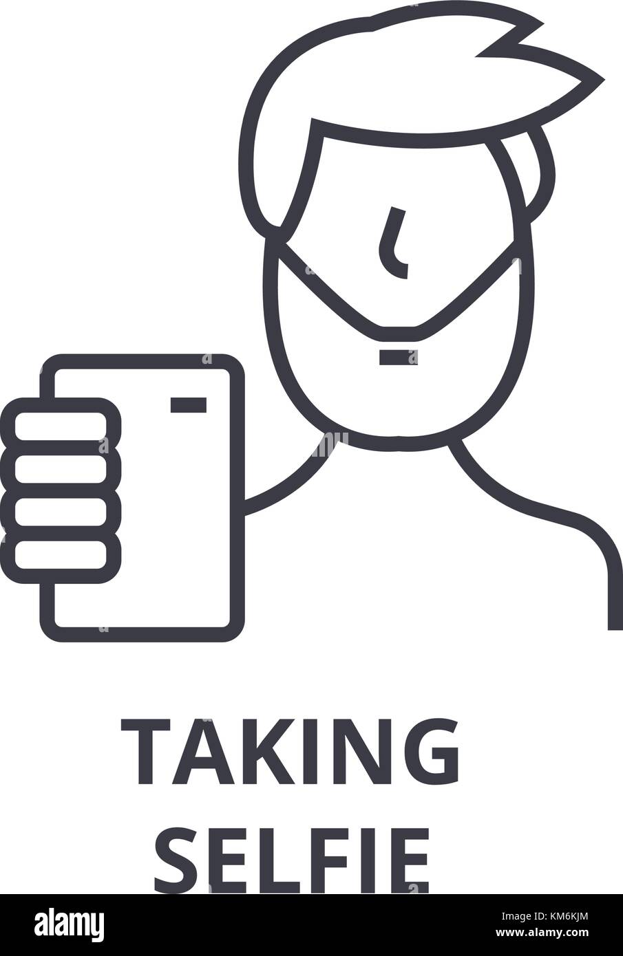 Taking Selfie Line Icon Outline Sign Linear Symbol Vector Flat